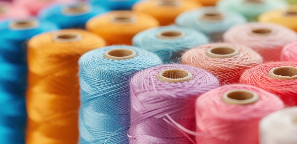 Multiple Colors of Spools of Threads are Displayed Close Together Stock ...