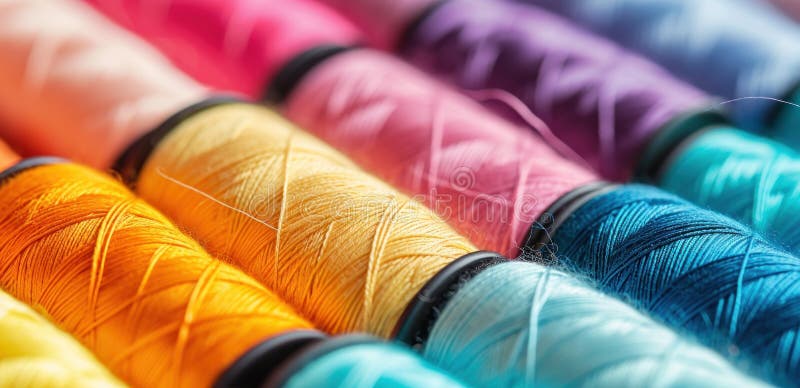 Multiple Colors of Spools of Threads are Displayed Close Together Stock ...