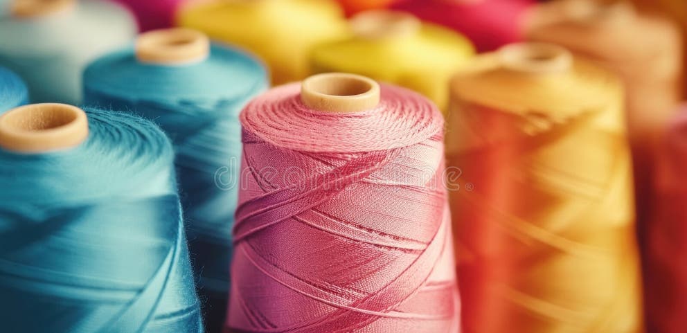 Multiple Colors of Spools of Threads are Displayed Close Together Stock ...