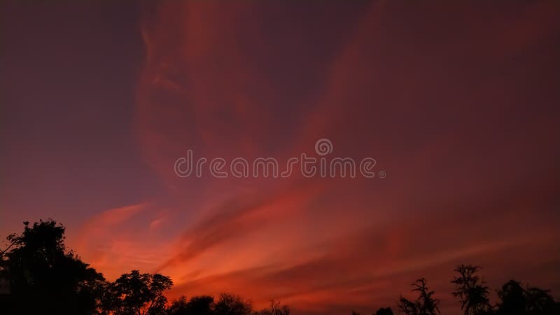 Multiple Colours Sky Sun Light in Indian Village Evening Time Sunset ...