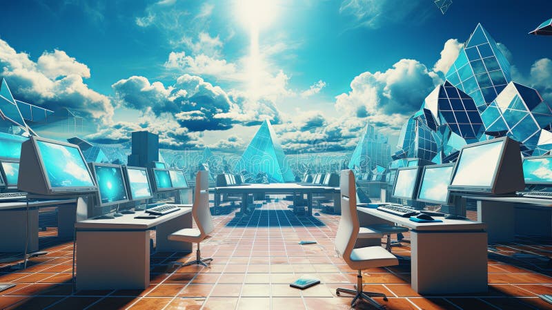 A Room Filled with Multiple Computer Monitors Stock Photo - Image of ...