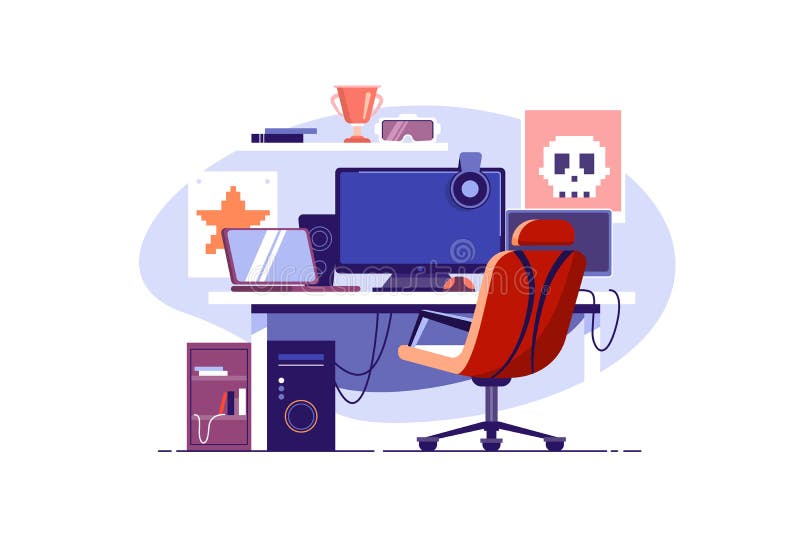 Multiple Computer Monitors for Gaming Stock Vector - Illustration of ...