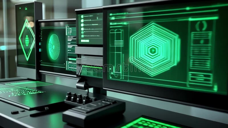 Futuristic Command Center Monitoring Cyber Security Threats with Advanced Technology Stock ...
