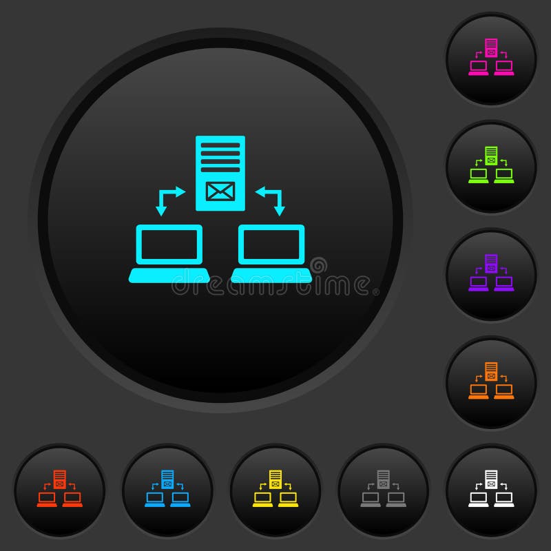 Multiple Connections To Mail Server Dark Push Buttons with Color Icons ...