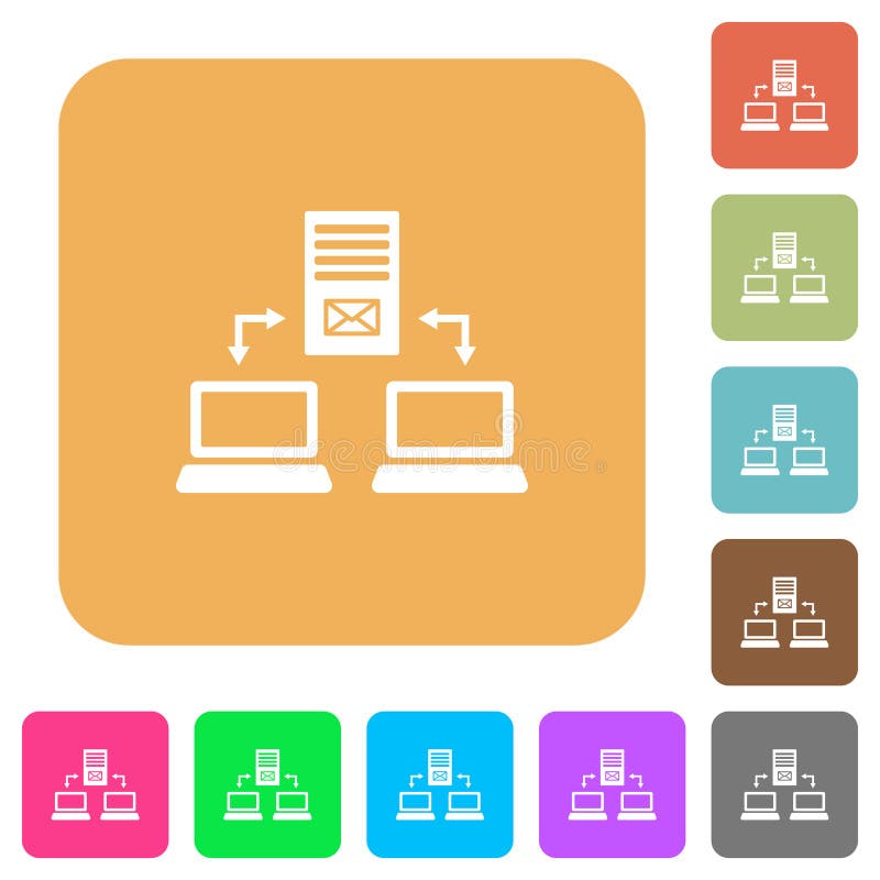 Multiple Connections To Mail Server Rounded Square Flat Icons Stock ...