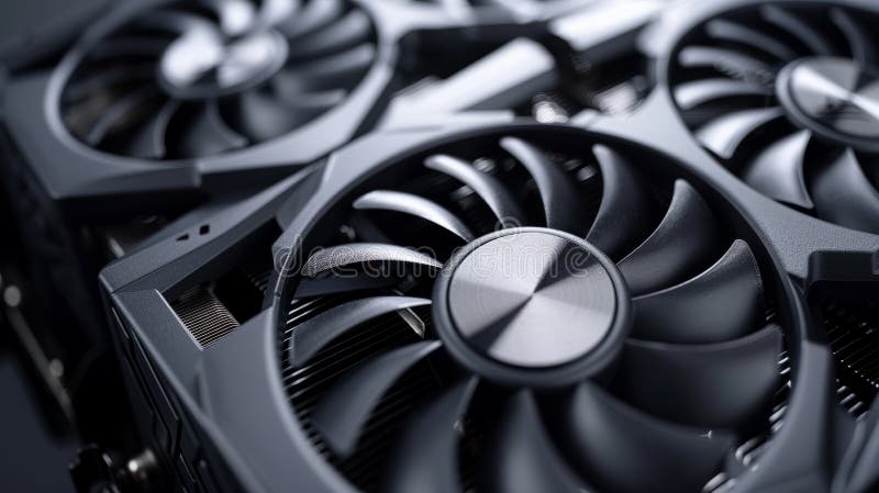 Multiple Cooling Fans on a Graphics Card. Stock Photo - Image of ...