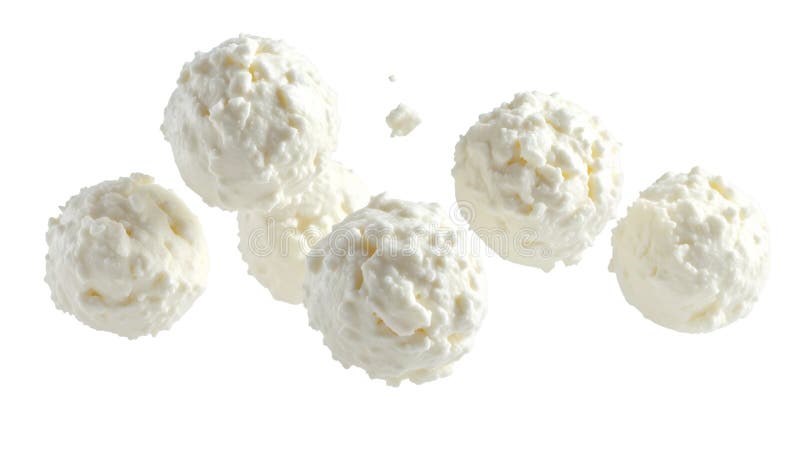 Multiple Cream Cheese Balls Hovering on Transparent Background Stock ...