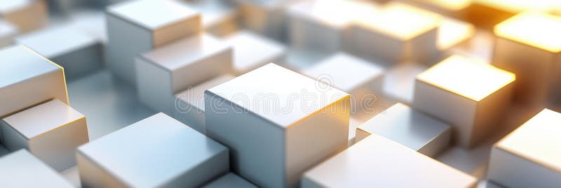 Multiple Cubes of Differing Sizes and Shades are Interconnected by ...