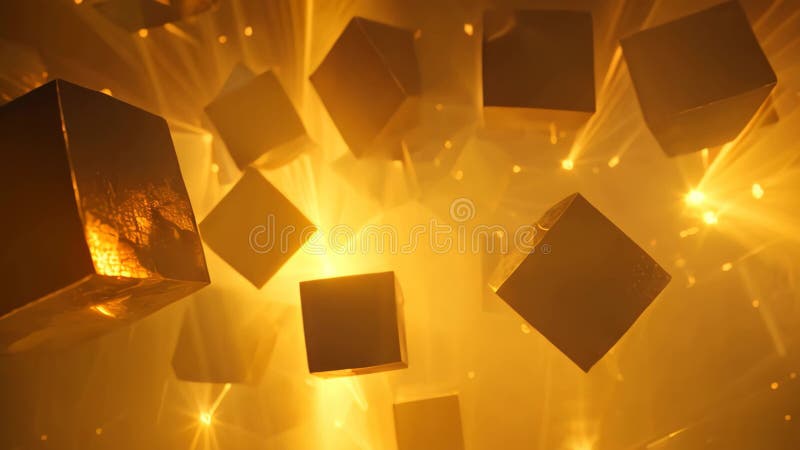 Multiple Cubes Levitating in Mid-air in a Mysterious Void, Luminous ...