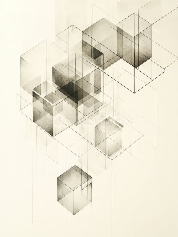 Multiple Cubes of Various Sizes and Shades are Interconnected by ...