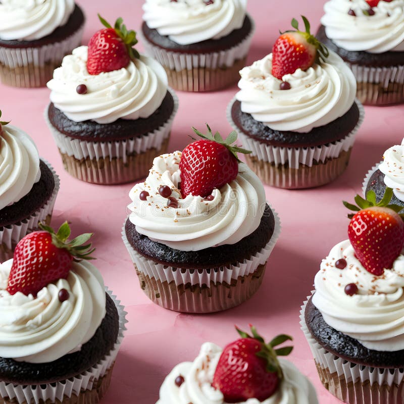 Multiple Cupcakes Featuring Chocolate and Strawberries, Available for ...