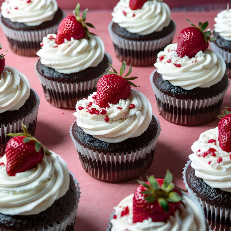 Multiple Cupcakes Featuring Chocolate and Strawberries, Available for ...
