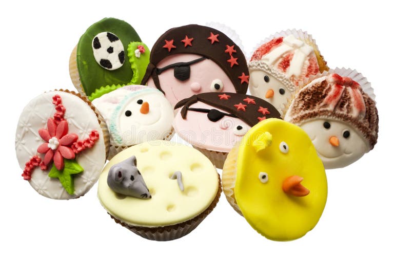 Multiple Cupcakes Isolated Over White Stock Photo - Image of iced ...