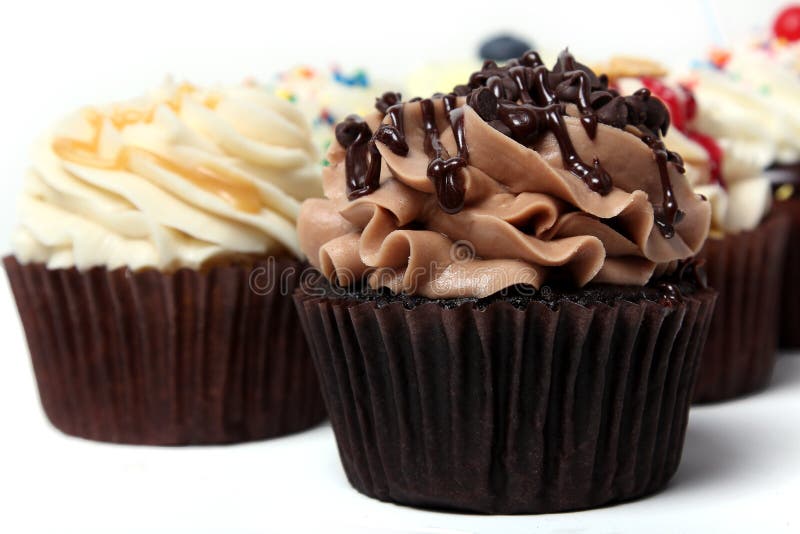 Multiple Cupcakes on White Background Stock Image - Image of cake ...
