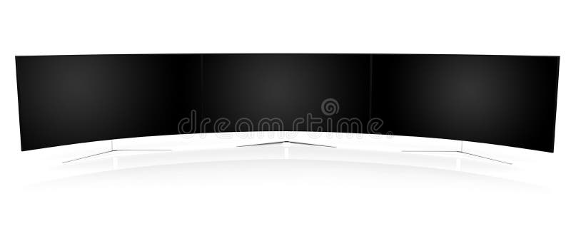 Three Curved Computer Monitors Stock Illustrations – 8 Three Curved ...