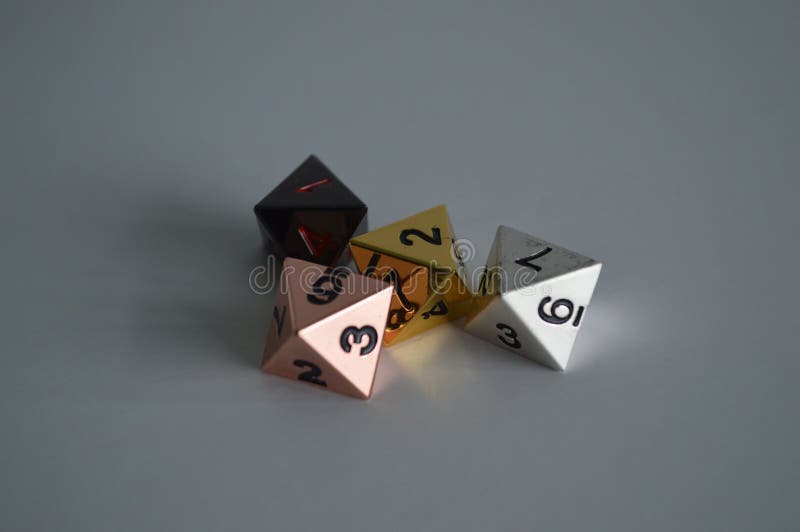 Multiple D8 Eight Sided Dice Die Copper Silver Gold Black Stock Photo ...