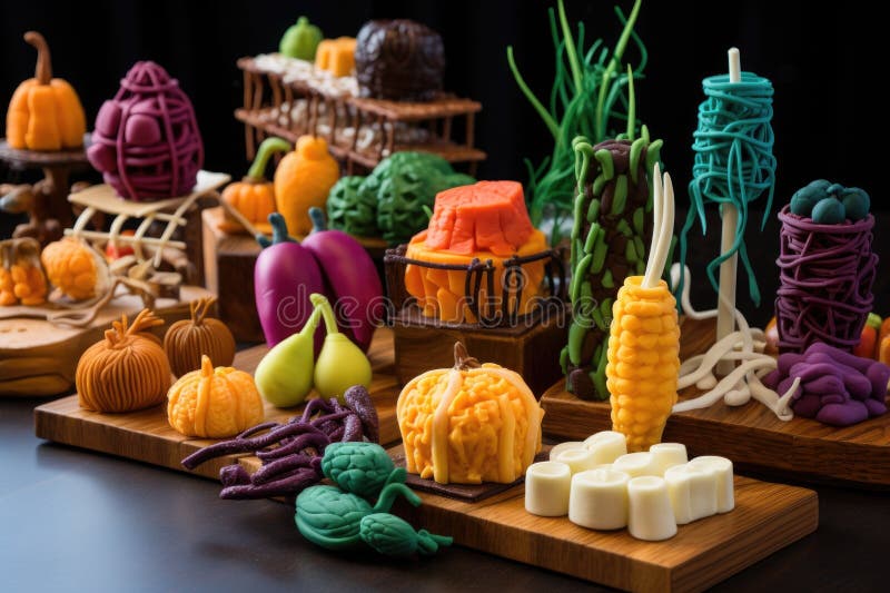 Multiple 3d Printed Food Items Showcasing Variety Stock Illustration ...