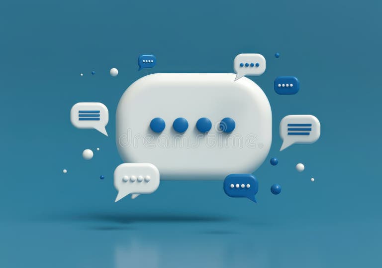 A Minimalistic 3D Design Featuring Multiple Speech Bubbles in a Blue ...