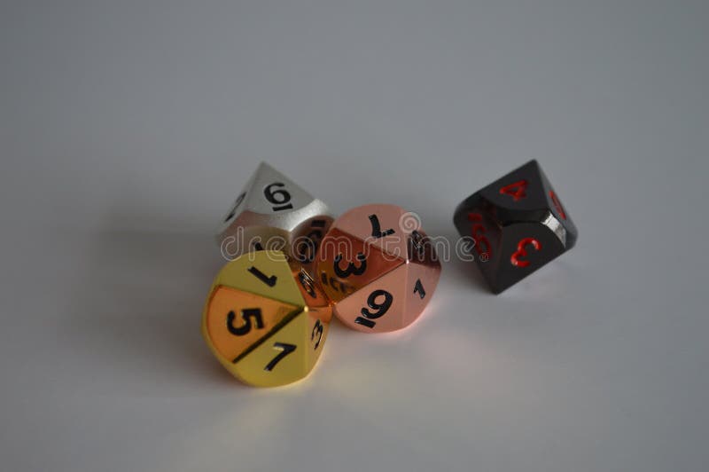Multiple D10 Ten Sided Dice Die Copper Silver Gold Black Stock Image ...