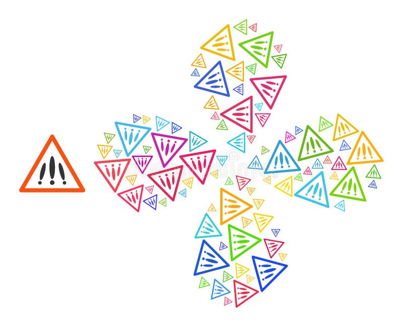 Multiple Danger Sign Icon Multi Colored Curl Explosion Stock Vector ...