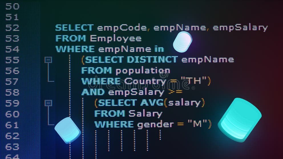Multiple Databases are Placed on Structured Query Language Code Stock ...