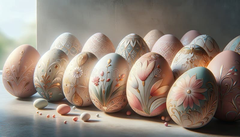 Multiple Decorated Easter Eggs with Copy Space Stock Image - Image of ...