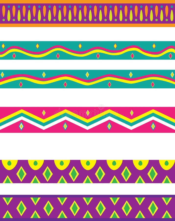 Multiple Decorative Borders in Bright, Vibrant Colors and Patterns ...