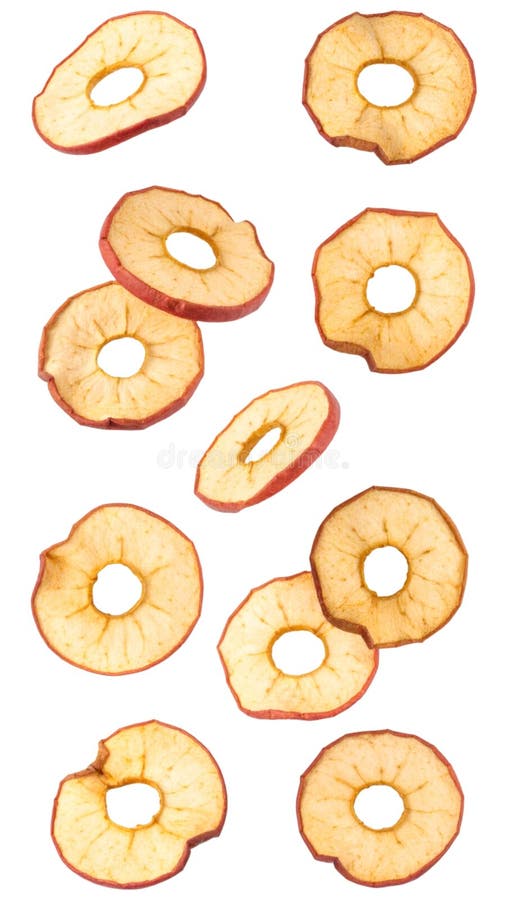 Multiple Dehydrated Apple Rings Floating with Transparent Background ...