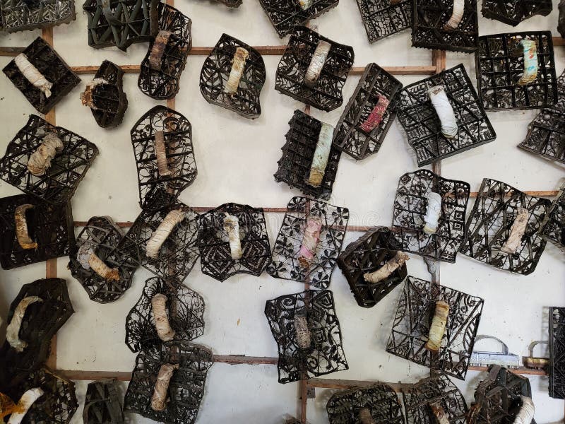 Stamp wooden stamp vintage blue print wooden model XL old Indonesia ...