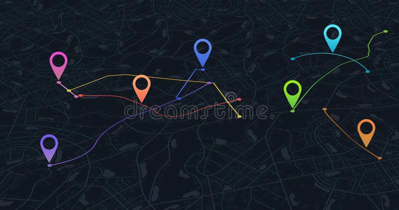Multiple Destinations from Home. Gps Tracking Map. Track Navigation ...