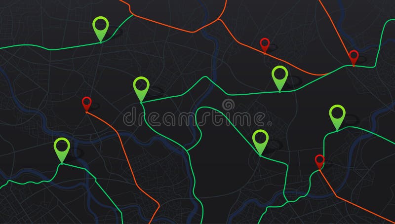 Multiple Destinations from Home. Gps Tracking Map. Track Navigation ...