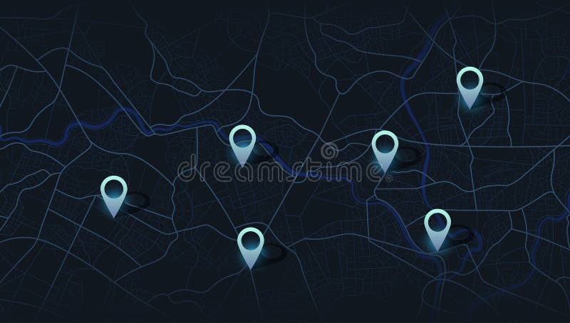 Multiple Destinations from Home. Gps Tracking Map. Track Navigation ...