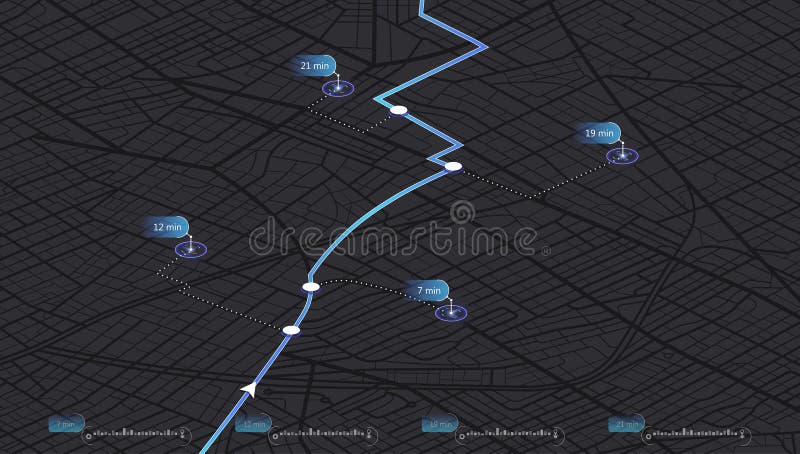 Multiple Destinations, Isometric. Map City with Gps Pins. Alternative ...