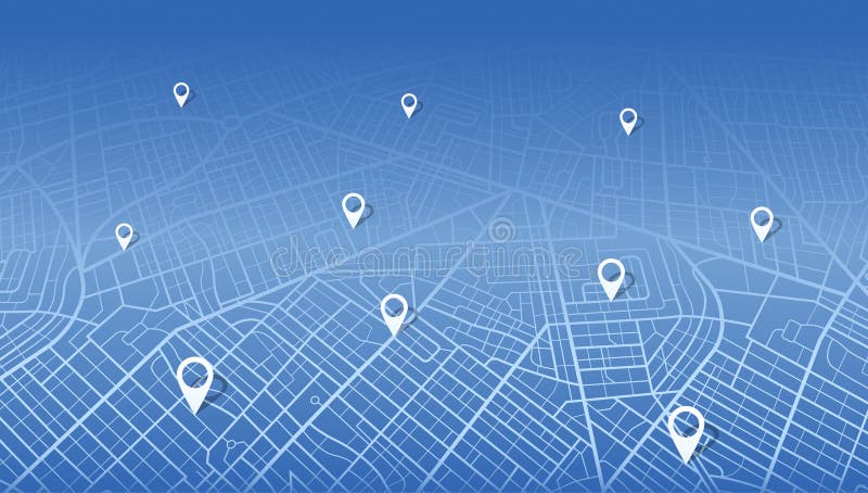 Multiple Destinations. Map City with Gps Pins. Alternative Way with ...