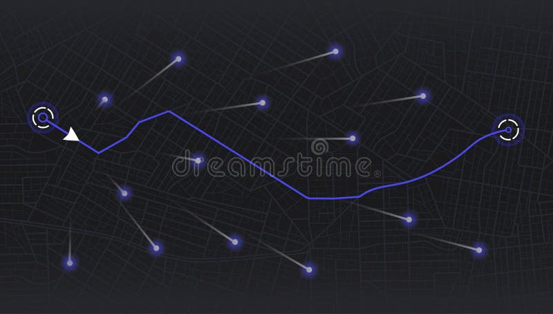 Map City with Gps Pins Street, Road. Multiple Destinations with ...