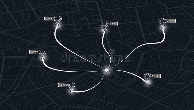 Multiple Destinations, Points Vector, IIsometric Modern Abstract Map ...