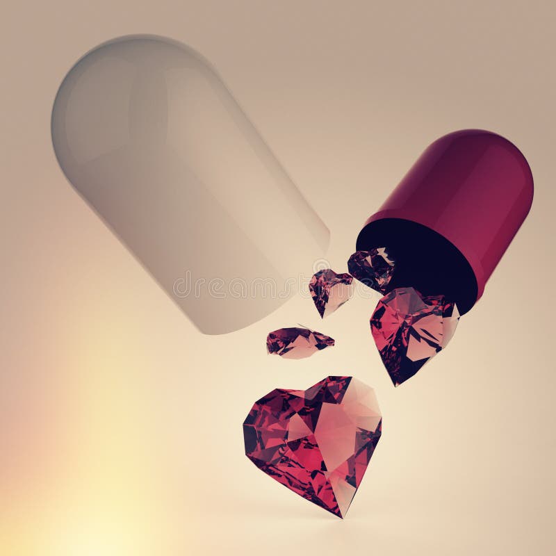 Opened Red White Pill Capsule. 3D Stock Illustration - Illustration of ...