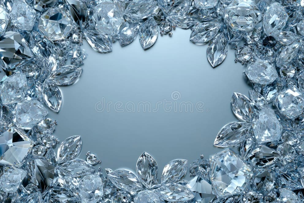 Multiple Diamonds of Various Cuts and Sizes Creating a Luxurious Border ...