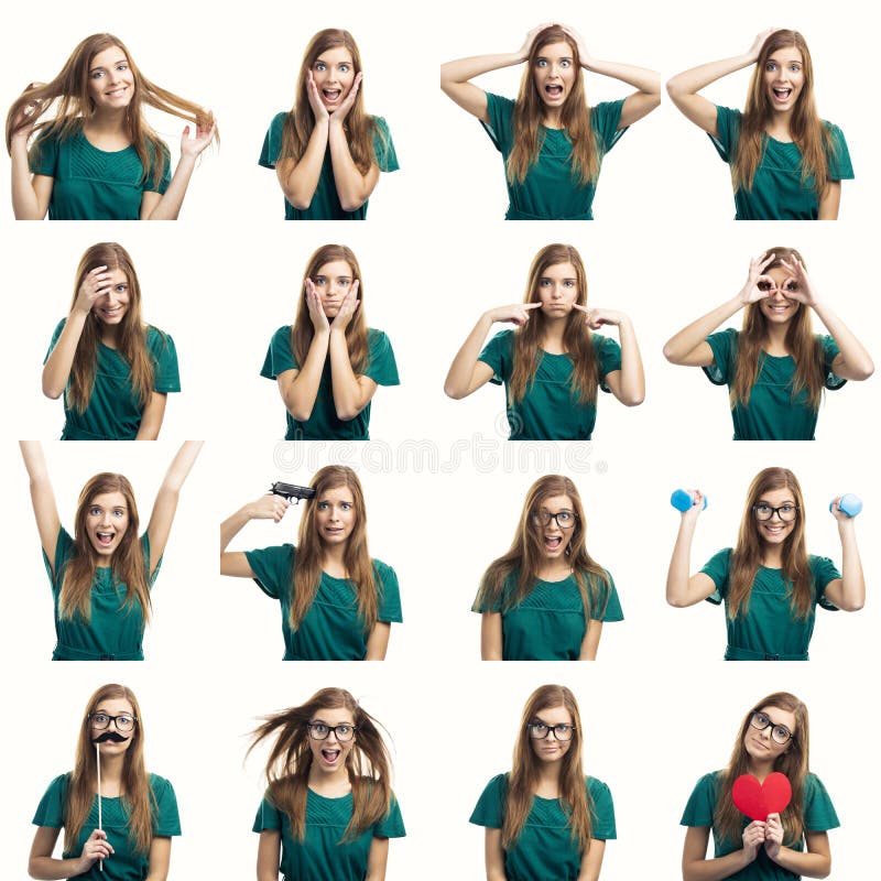 Multiple Different Expressions Stock Photo - Image of astonish ...