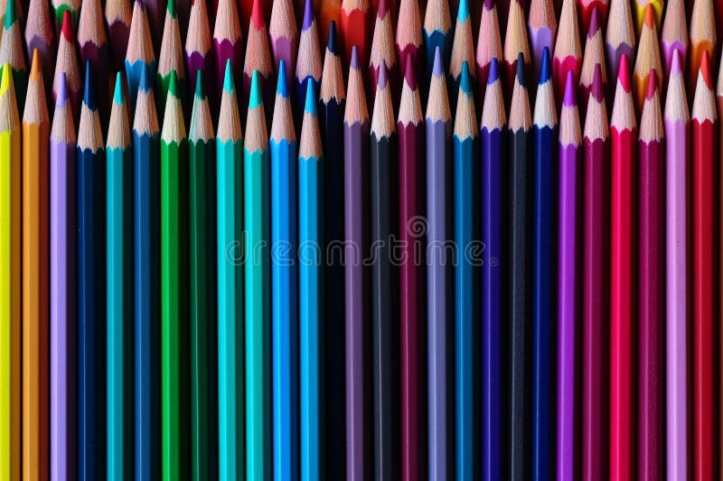 Multiple Differently Colored Pencils Arranged Neatly. Generative AI ...