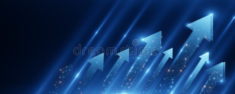 Multiple Digital Arrows Symbolizing Business Growth and Success Stock ...
