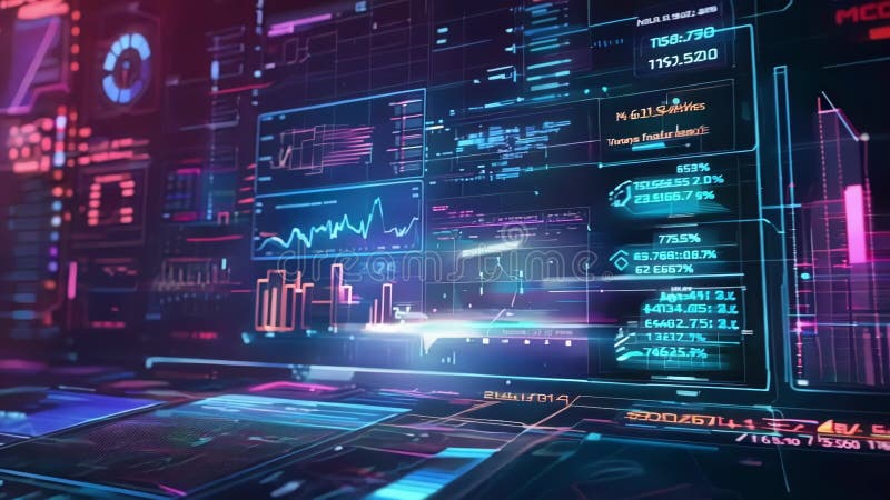 Innovative Engineering Shown on Digital Display with Graphs and Charts ...