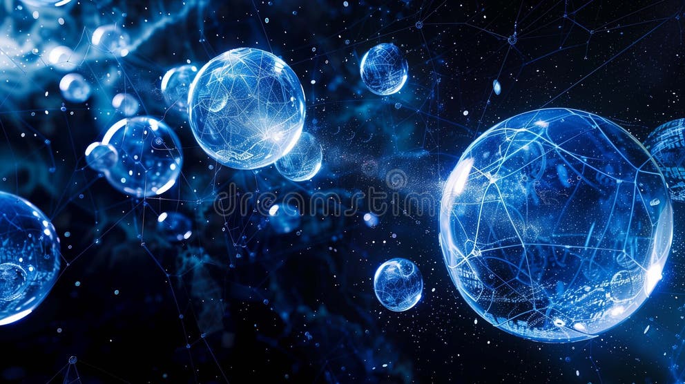 Multiple Digital Globes in Networked Space Illustration, Ai Generated ...