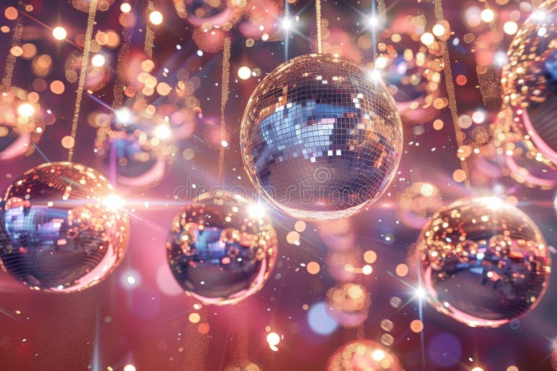 Multiple Disco Balls Suspended in Mid-air, Reflecting Light and ...