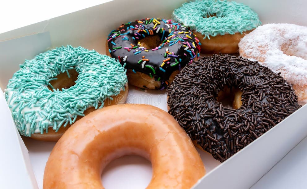 Multiple Donuts in Its Package Stock Image - Image of creamy, green ...
