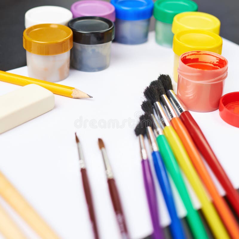 Multiple Brushes Next To a Paint Cases Stock Image - Image of colorful ...