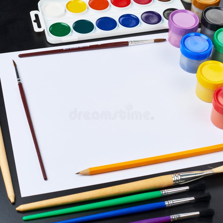Multiple Drawing Paints and Brushes Stock Image - Image of hobby ...