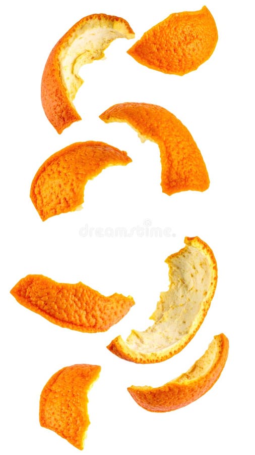 Multiple Dried Orange Peel Falling with Transparent Background Stock ...