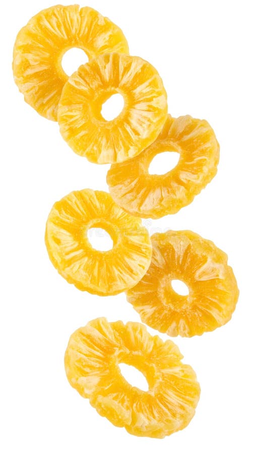 Dried Pineapple Rings Falling Transparent Background Stock Photos ...
