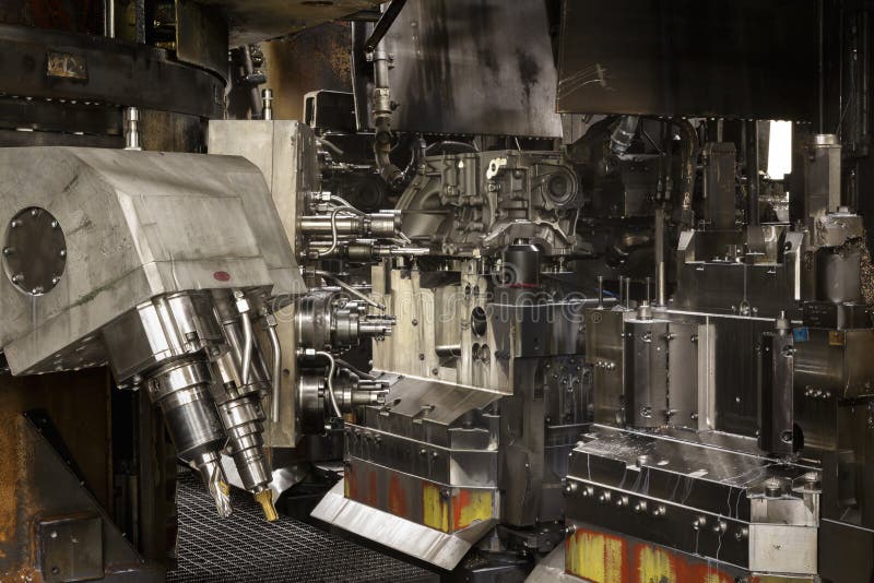 Drill Bits, Milling Cutters Prepared Inside a Machining Center Stock ...